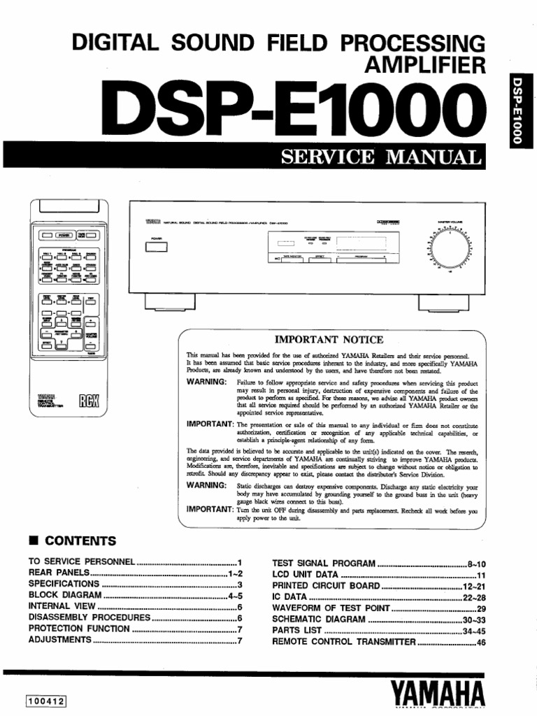 Yamaha DSP E1000 | PDF