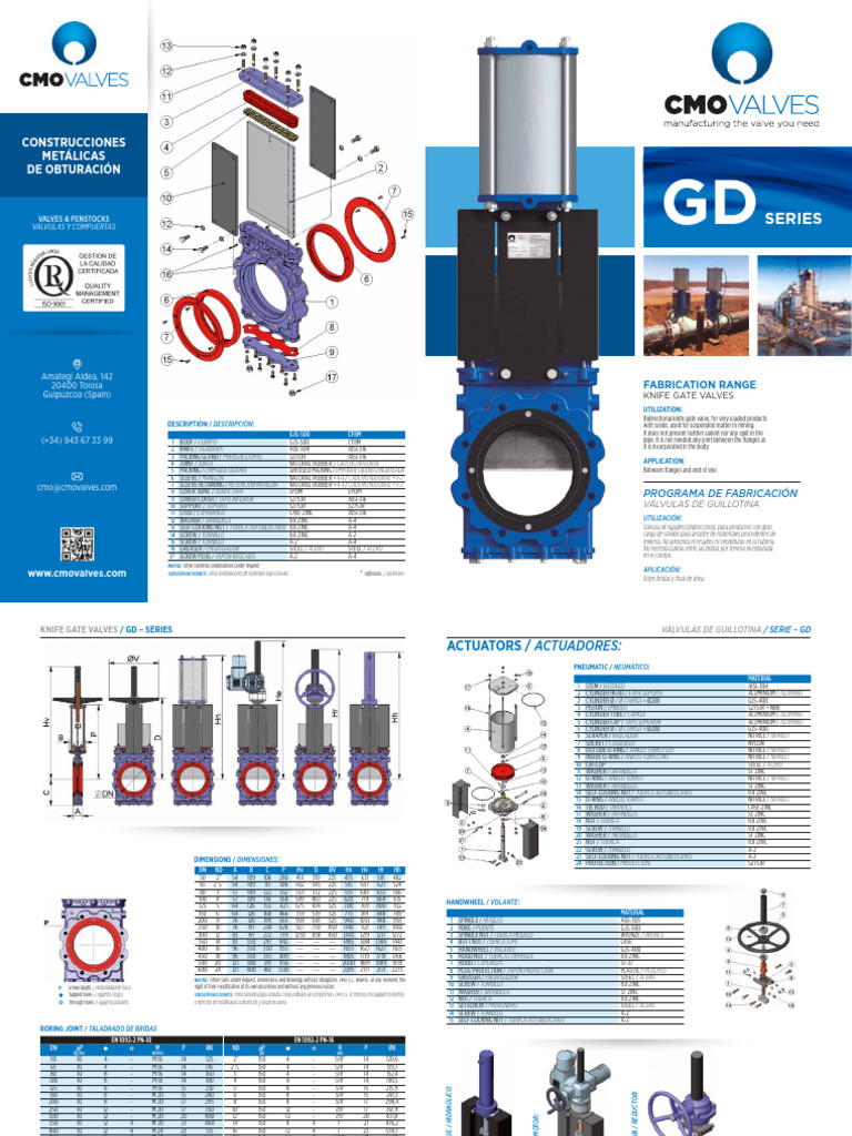Diptico Knife Gate Valves GD Cmovalves | PDF | Arandela (Hardware ...