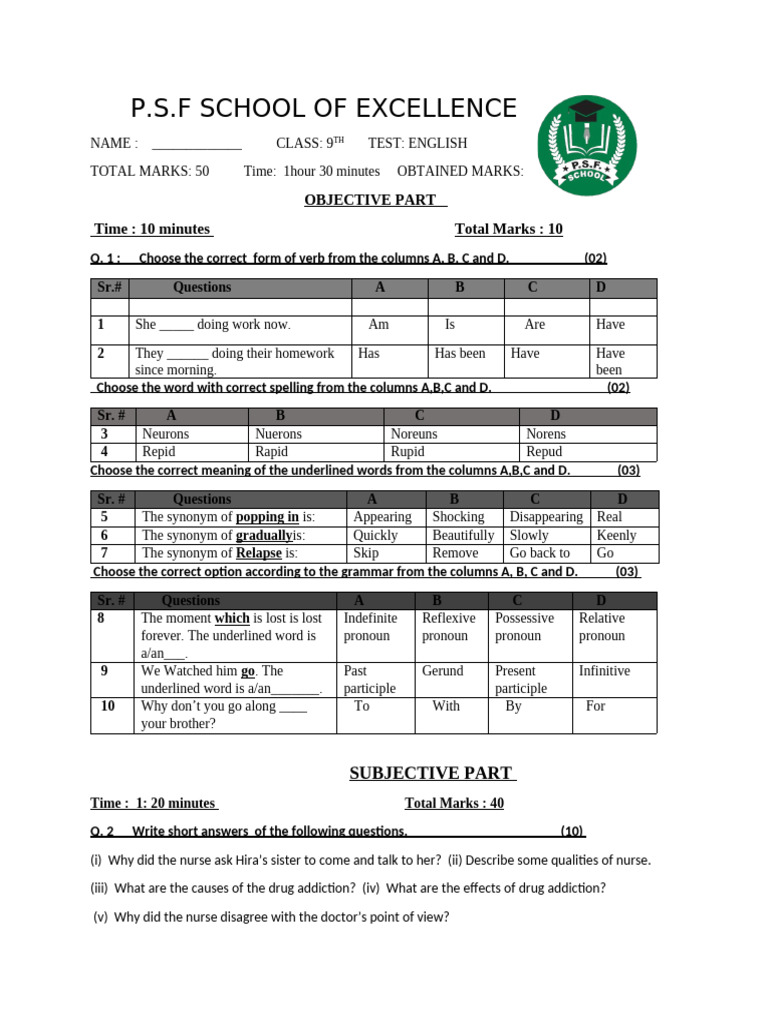 9th English Phase 2 Test 3 | PDF | Linguistic Morphology | Grammar