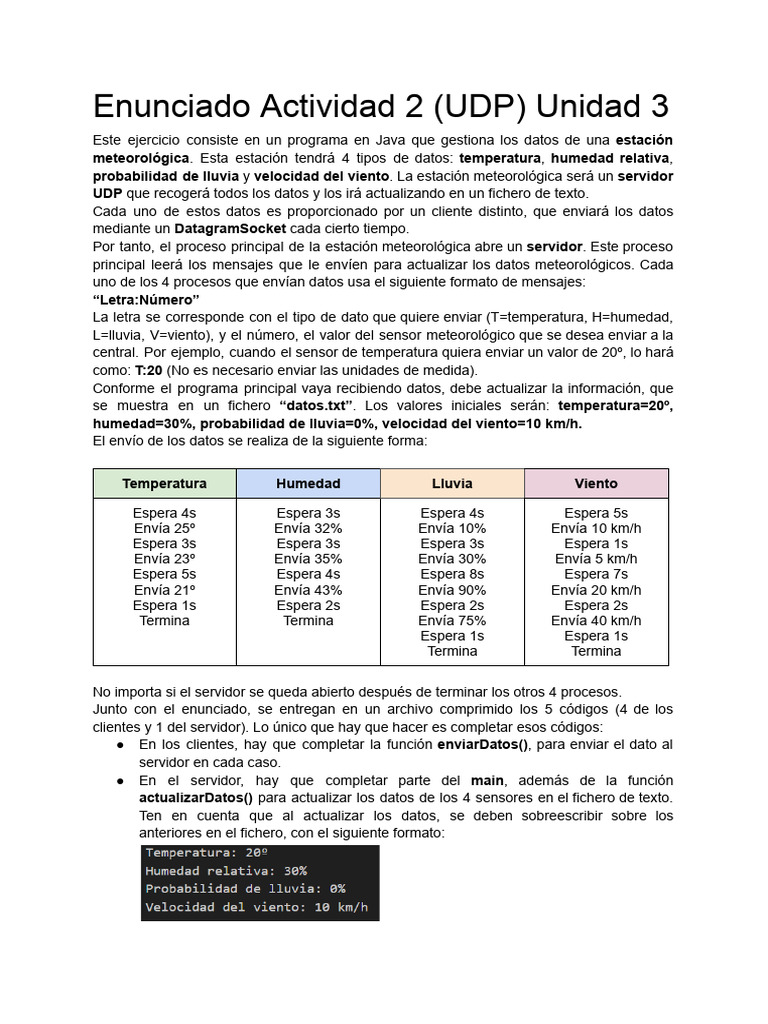 Programa Java para Estación Meteorológica UDP | PDF | Informática