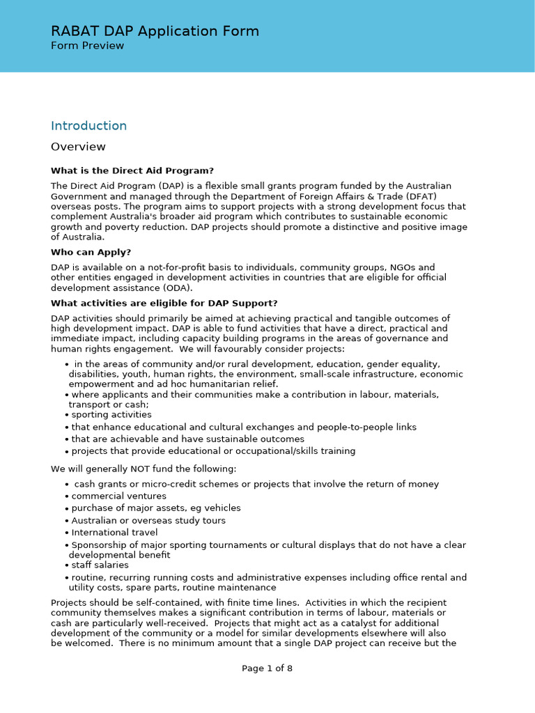 RABAT DAP Application Form-Application | PDF | Risk | Poverty Reduction