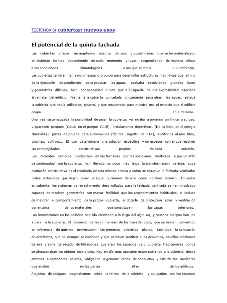 TECTÓNICA 34 Cubiertas | PDF