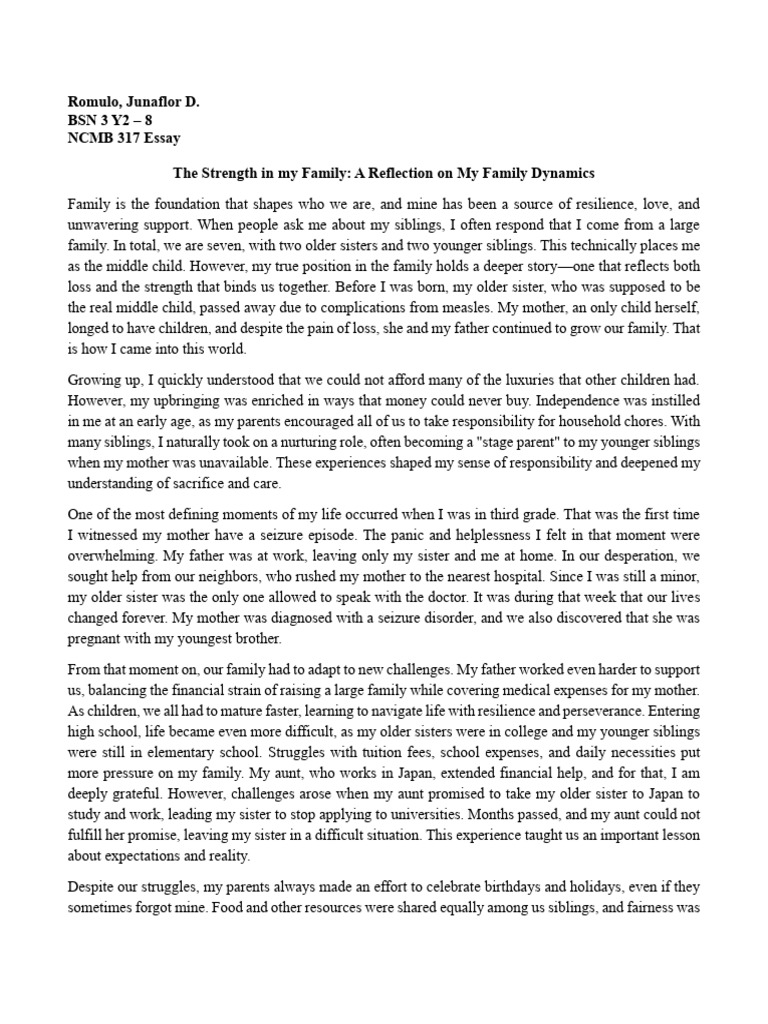 Family-Dynamics-Essay | PDF | Sibling | Behavioural Sciences