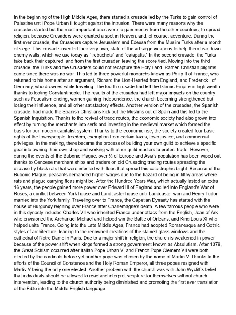 2.2d _ High Middle Ages - Notes | PDF | Crusades | Middle Ages