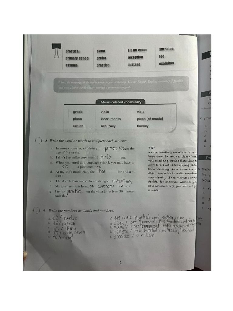 Unit 1-Lessons For Ielts Listening Key | PDF