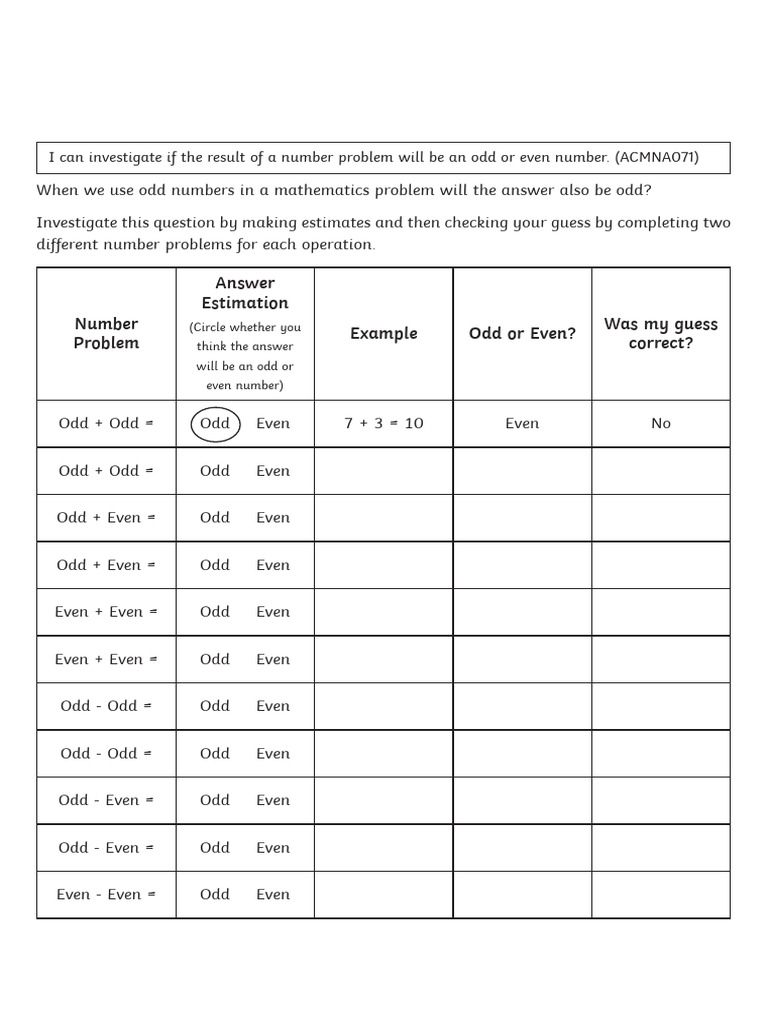 Lesson 7. Odd and even numbers using the four operations | PDF