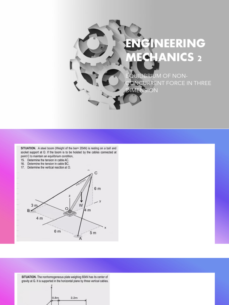 Mod 2 Engineering Mechanics 2 Equilibrium of Non Concurrent Force in Three Dimension | PDF
