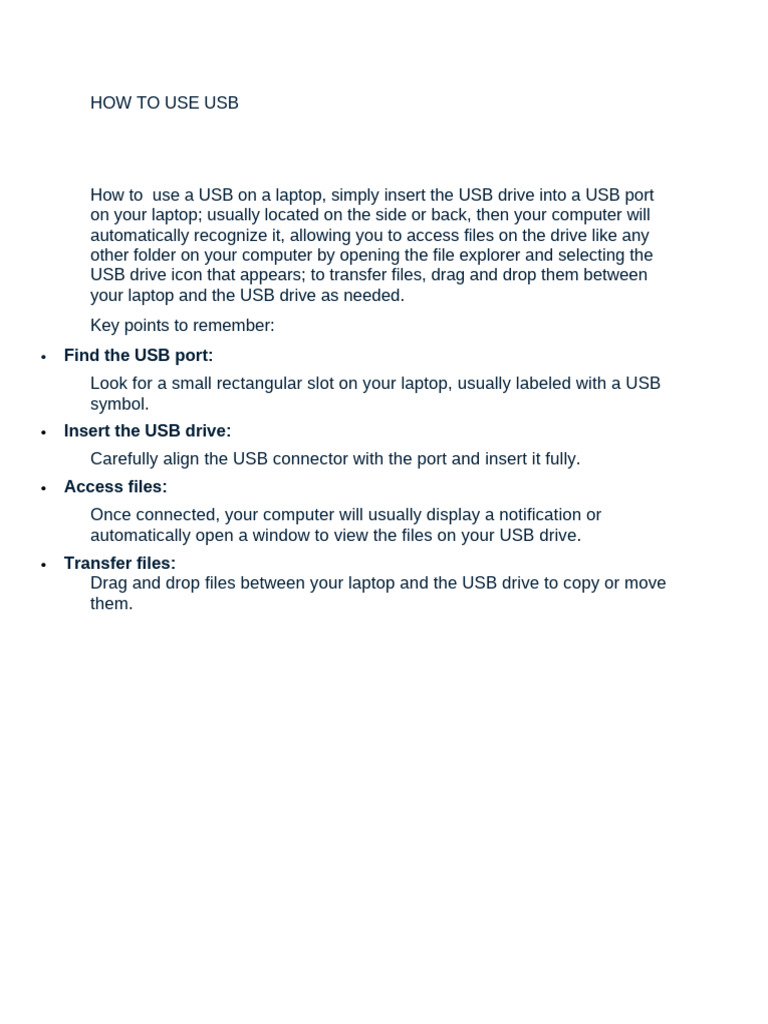 How To Use USB | PDF
