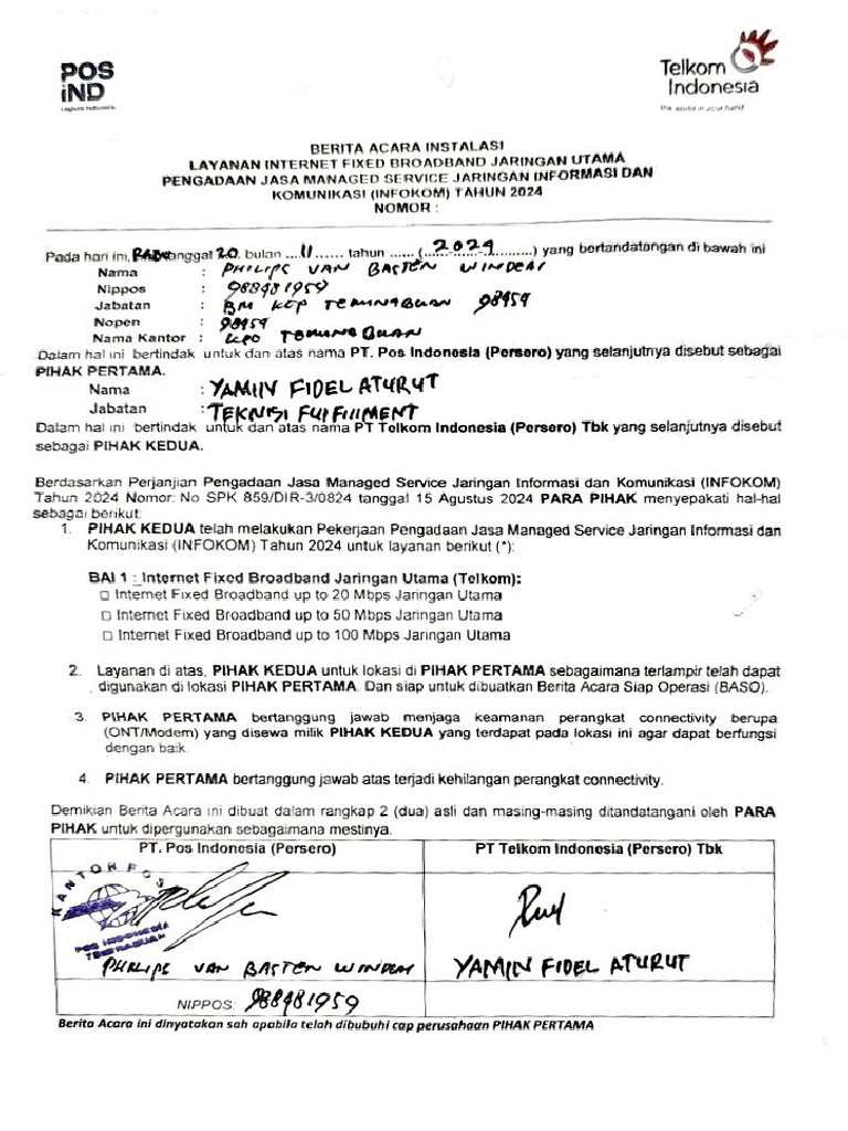 Berita Acara PT Pos TMB | PDF