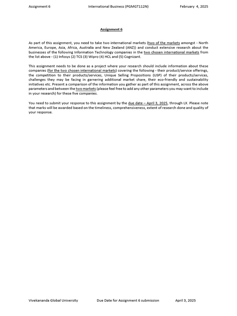 International Business - Assignment 6 | PDF