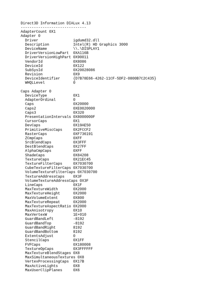 DIALux Direct3D Information | PDF | Graphics | Computing