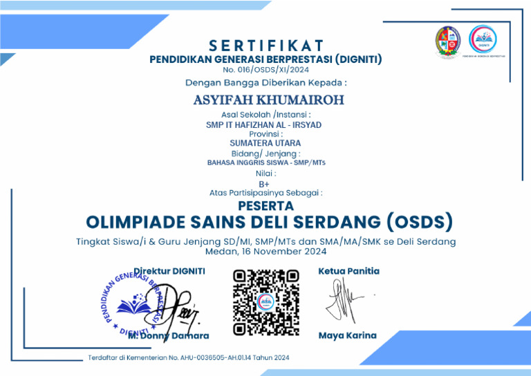 E - Sertifikat OSDS-891 | PDF