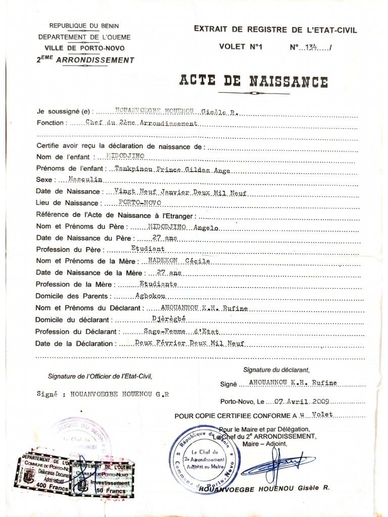 Cécile Acte de Naissance | PDF