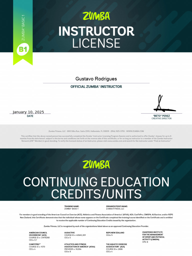 Gustavo Rodrigues-3535459-Zumba Basic 1 | PDF
