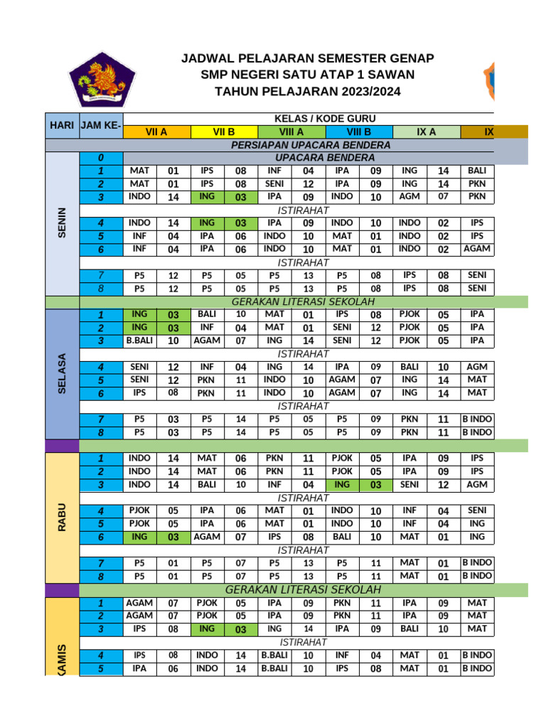Jadwal 2024 - 2025 | PDF