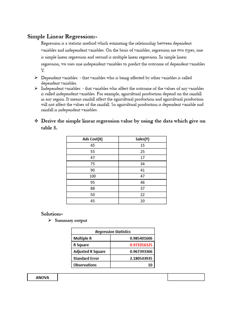 Simple Linear Regression And Multiple Regression Pdf Errors And Residuals Regression Analysis