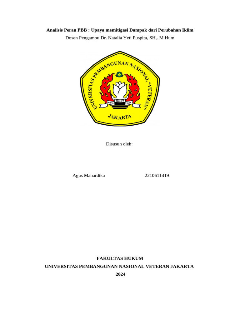 Peran PBB dalam Mitigasi Perubahan Iklim | PDF