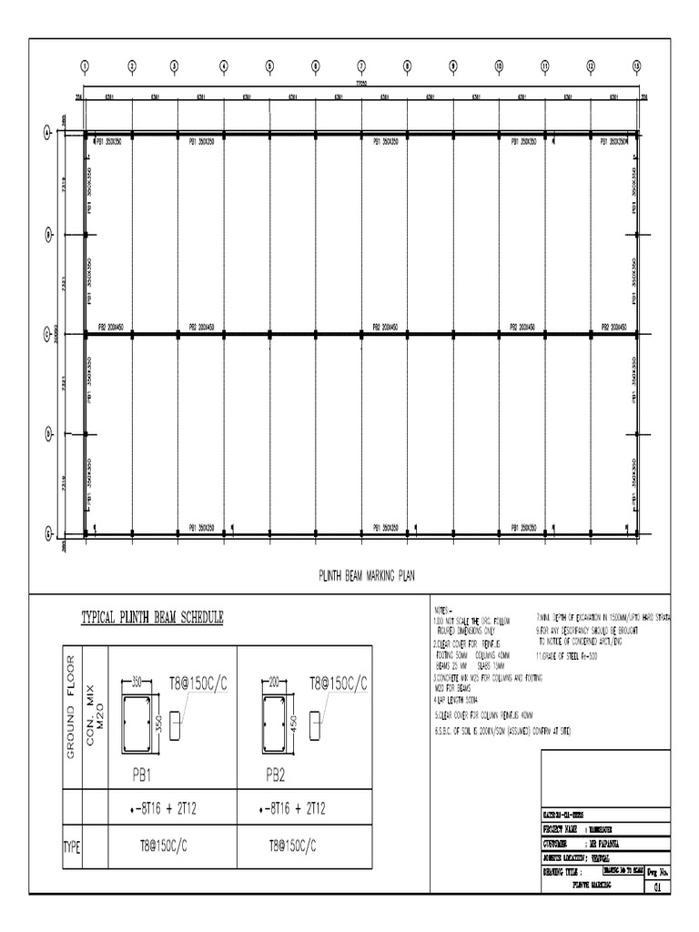 Plinth Beam Marking Plan | PDF