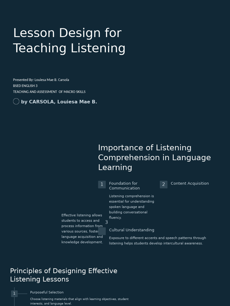 Effective Listening Lesson Design | PDF | Reading Comprehension ...