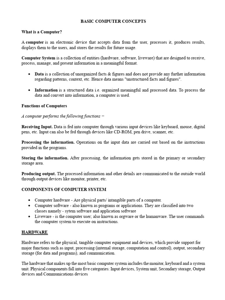 Basic Computer Concepts2 | PDF | Computer Data Storage | Hard Disk Drive