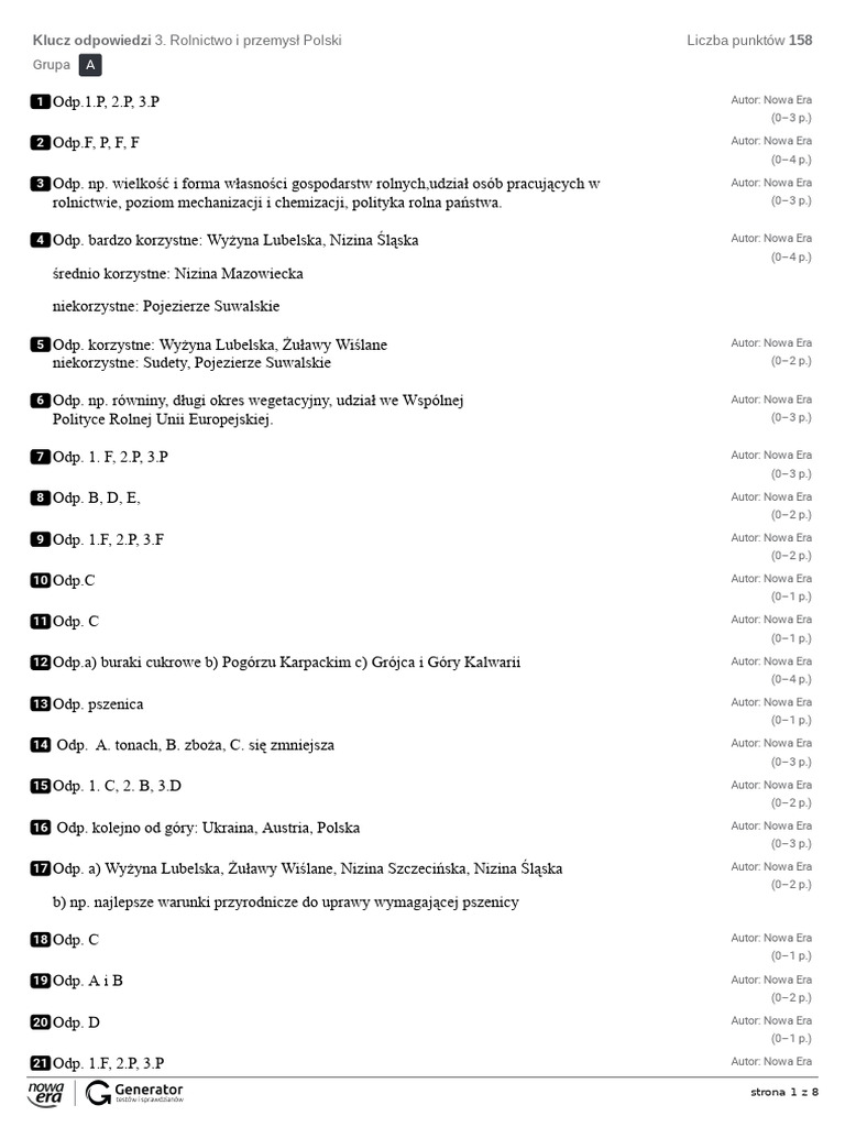 Klucz Odpowiedzi | PDF