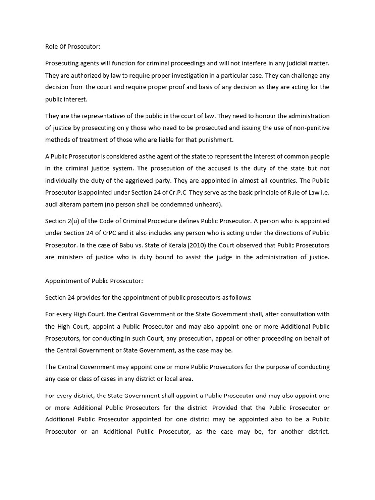 Roles of Prosecutor and The Judicial Officer in Investigation | PDF ...