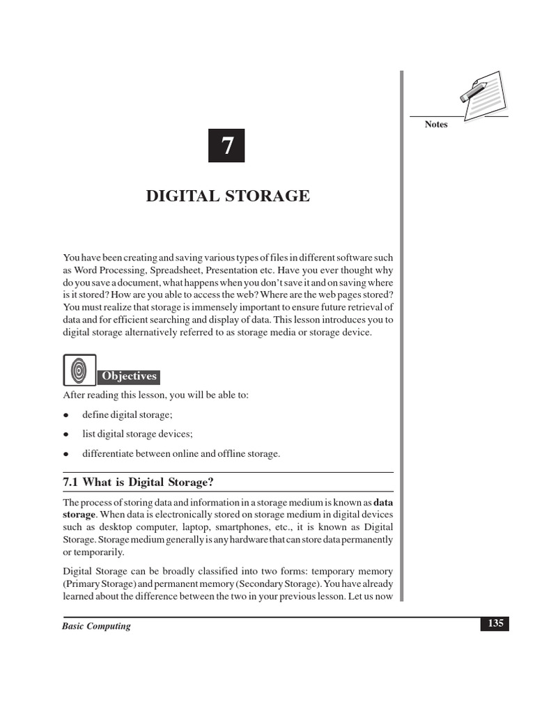 7. Digital Storage | PDF | Computer Data Storage | Computer File