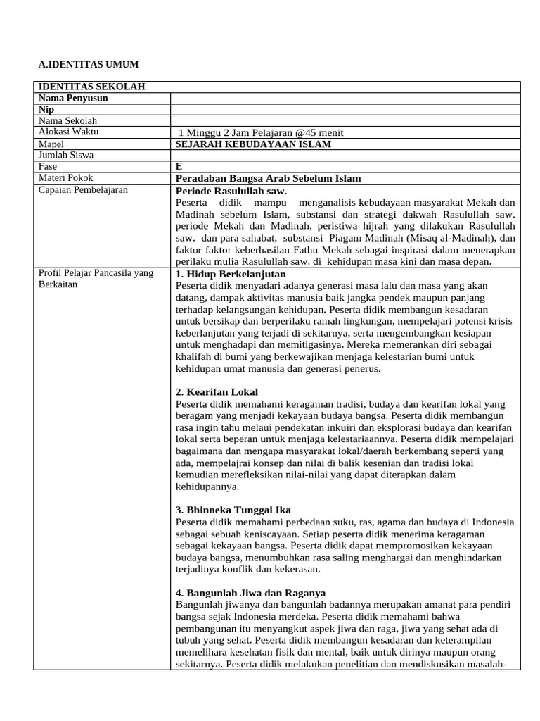 CONTOH SKI 10 KURMER Modul Ajar | PDF