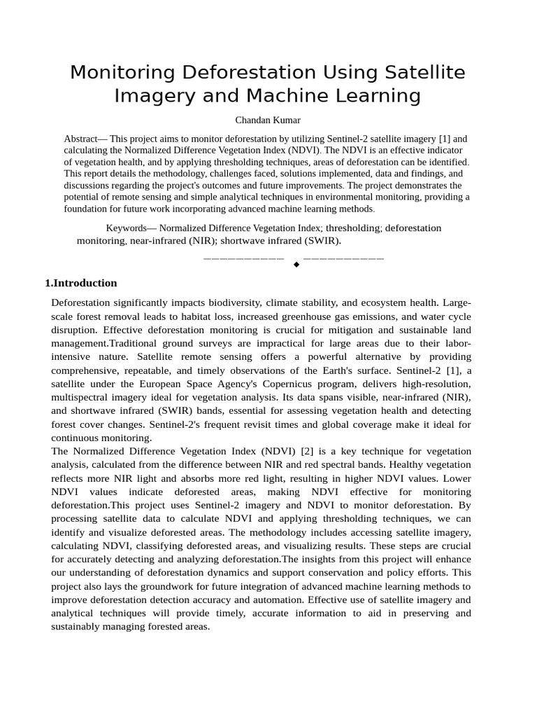 Monitoring Deforestation Using Satellite Imagery and Machine Learning ...