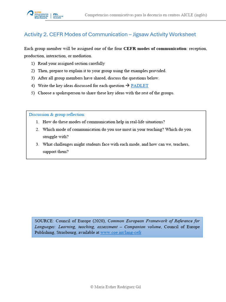 Activity 2_modes of communication_jigsaw | PDF | Reading Comprehension ...