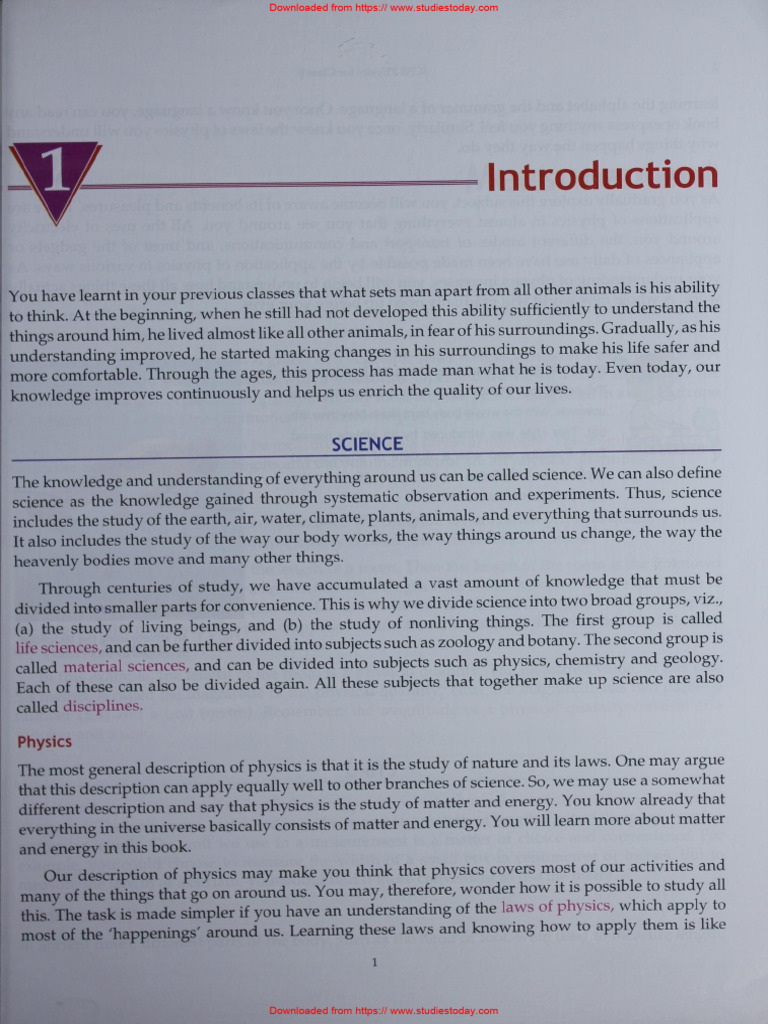 ICSE Class 6 Physics Chapter 01 Introduction | PDF