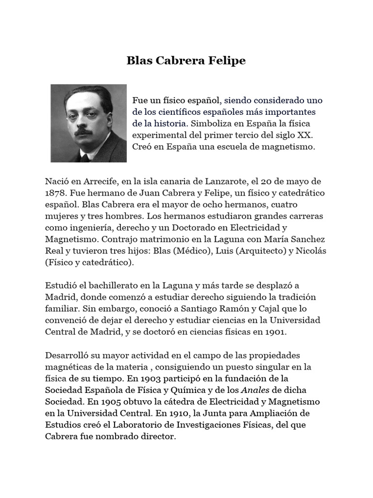 Blas Cabrera | PDF | Ciencias fisicas | Física