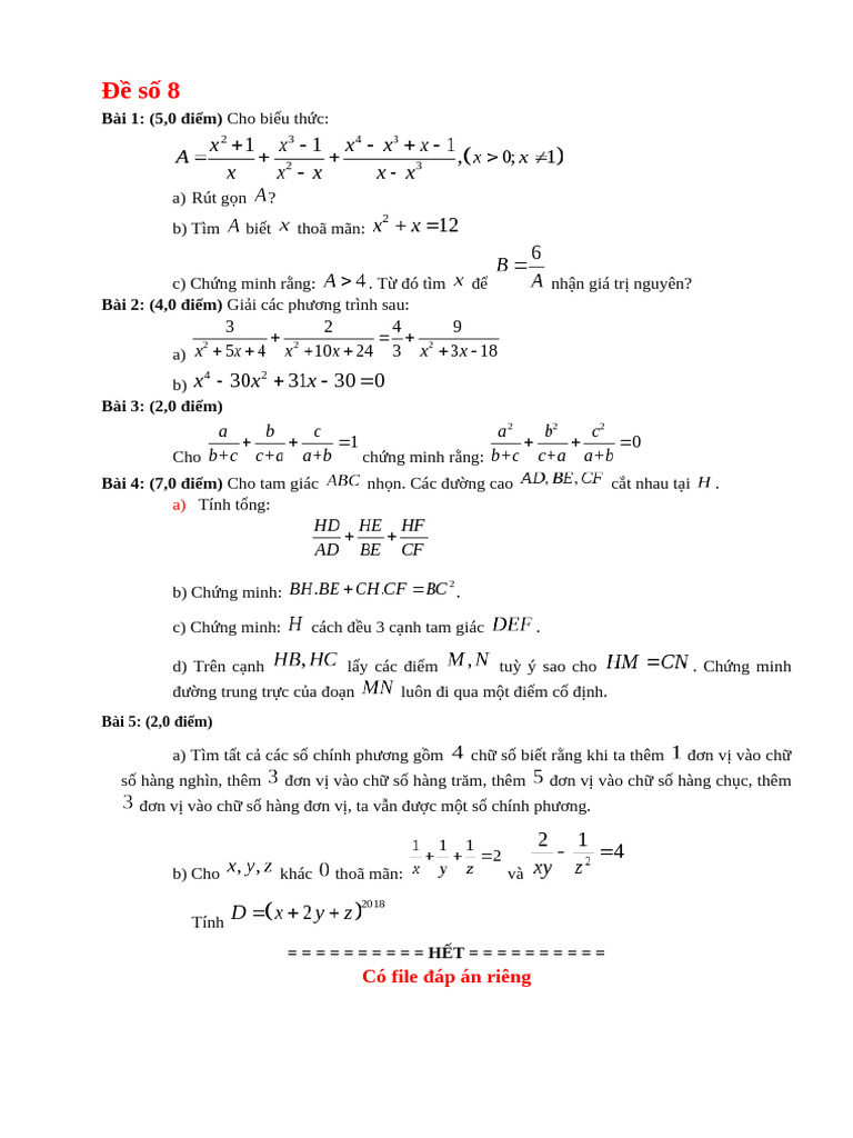 Bài 1: (5,0 điểm) : Có file đáp án riêng | PDF