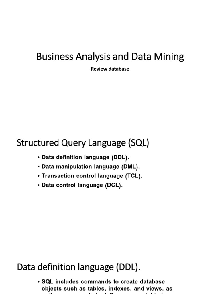 Data Mining - Lec - Review - Database - 0 | PDF