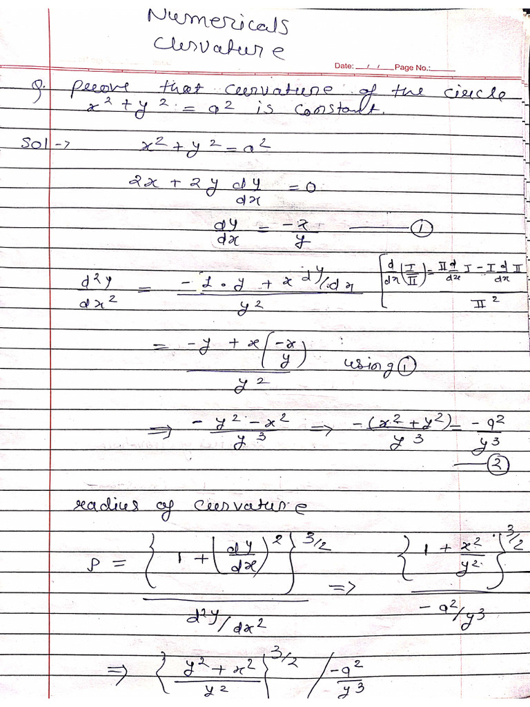 numericals -curvature | PDF