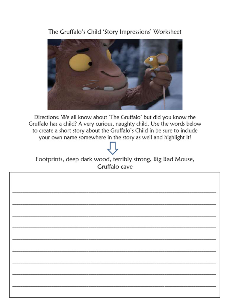 The Gruffalo's Child Story Impressions' Worksheet | PDF