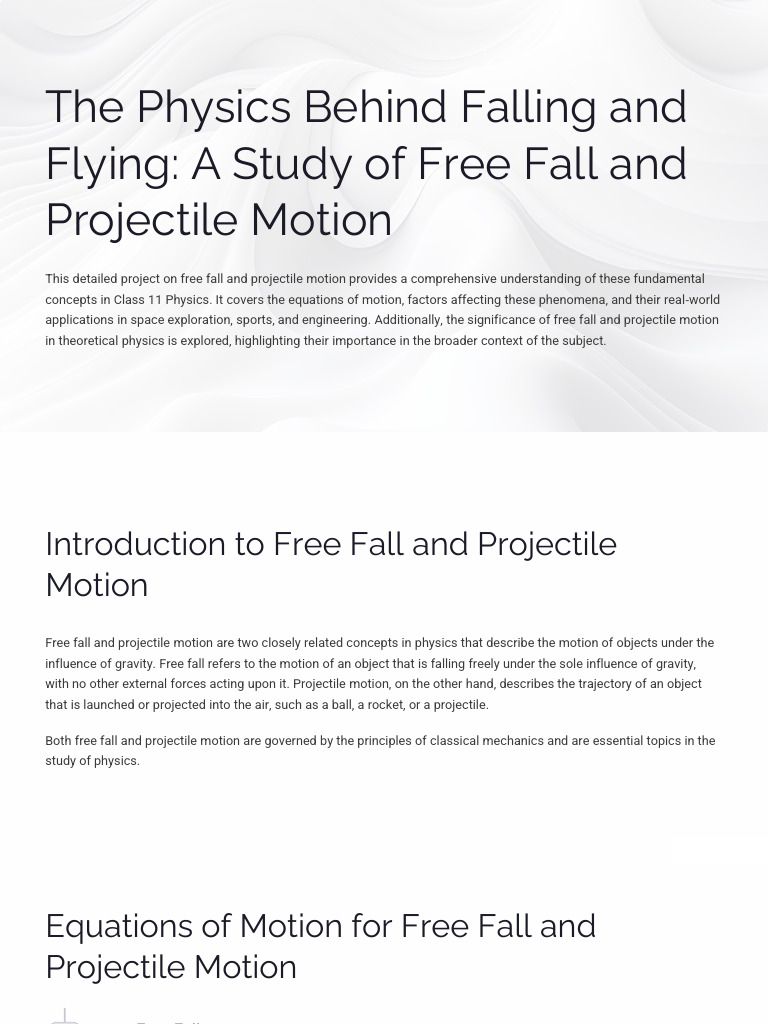 The Physics Behind Falling and Flying A Study of Free Fall and ...