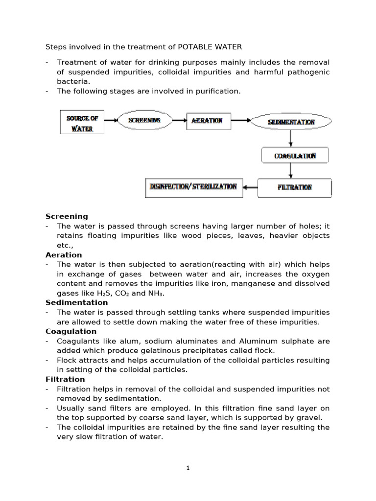 Potable Water Treatment Process Steps | PDF | Water Purification | Chlorine