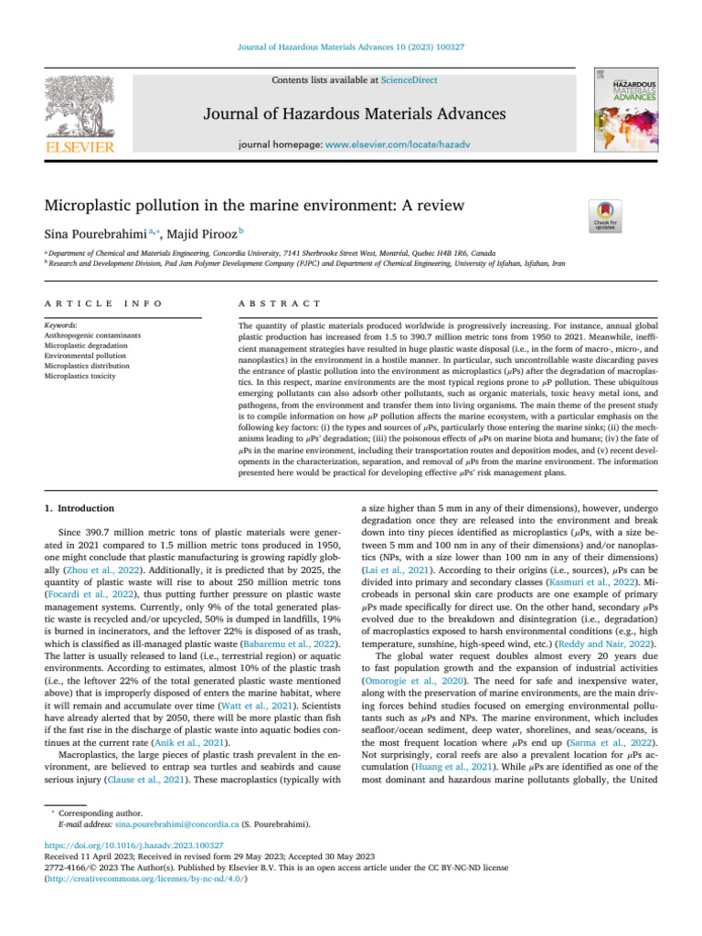 Microplastic Pollution in Marine Ecosystems | PDF | Plastic | Ultraviolet