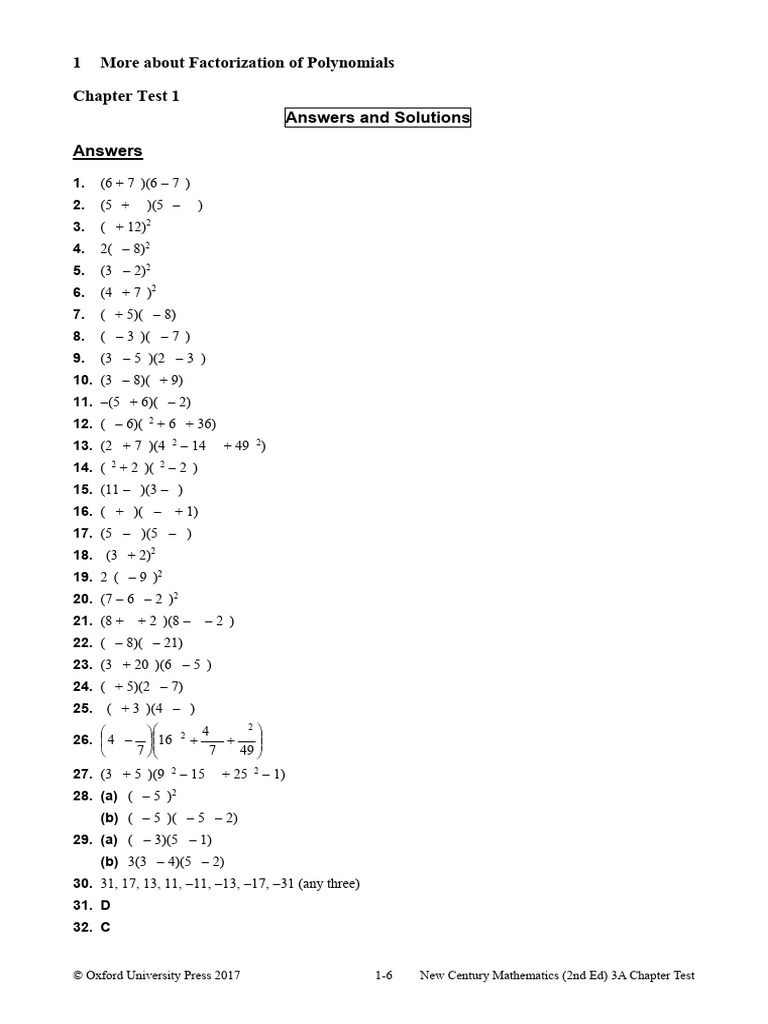 Math Factorization Test Guide | PDF | Algebra | Mathematics