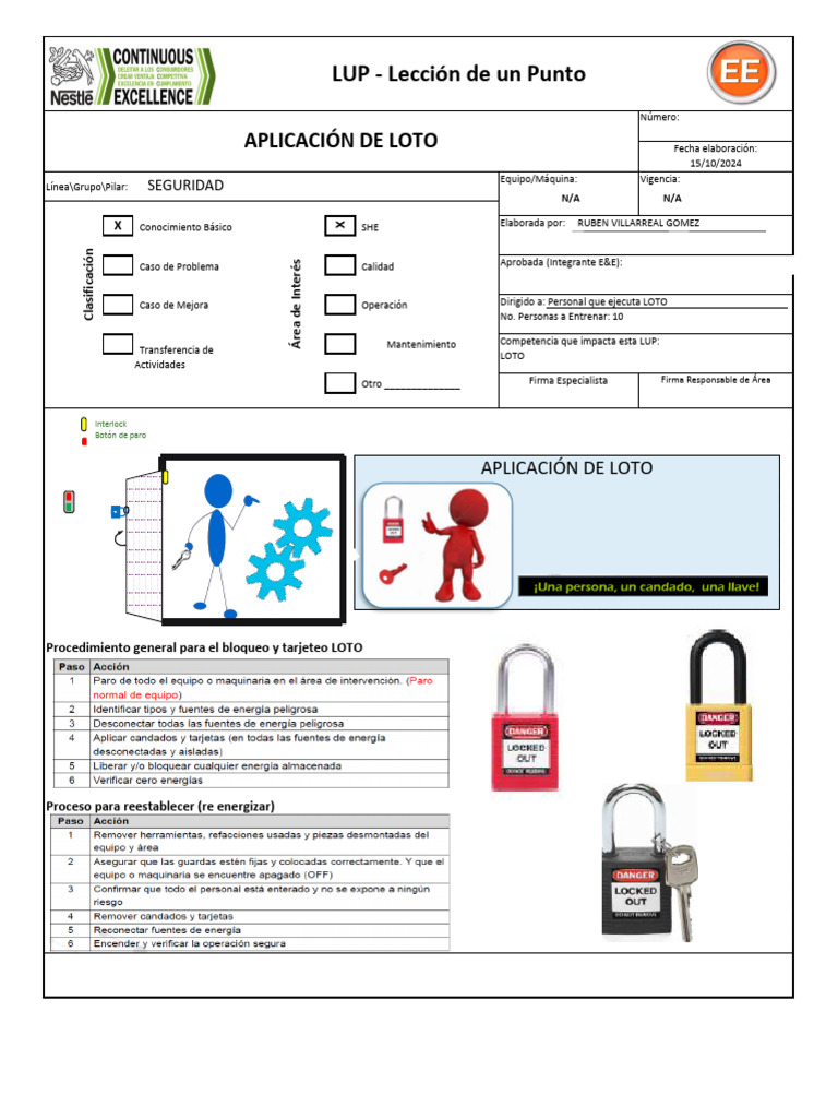 Procedimiento LOTO para Seguridad Laboral | PDF