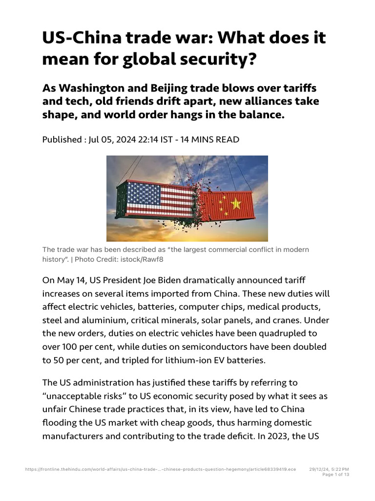 US-China Trade War and Its Implications For Global Security - Frontline ...