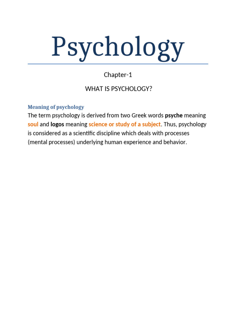 Intro to Psychology Basics | PDF