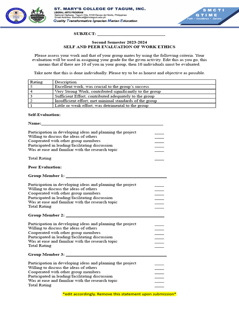 Peer Eval Official Document | PDF | Cognition
