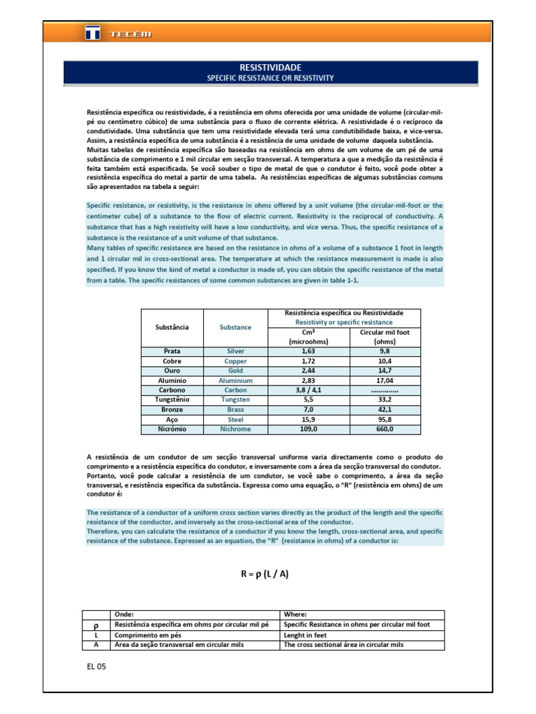 EL05-resistencia-especifica-ou-resistividade-tecem | PDF ...