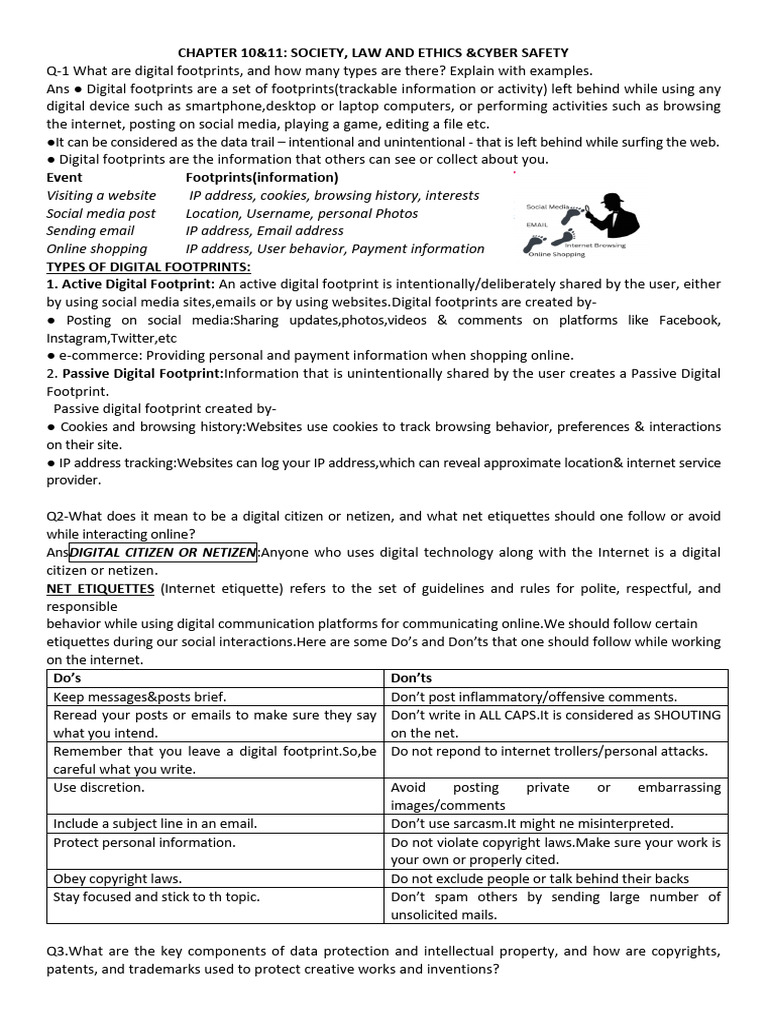 Ch-10&11 Social, Law&Ethics&Cyber Safety | PDF | Malware | Computer Virus