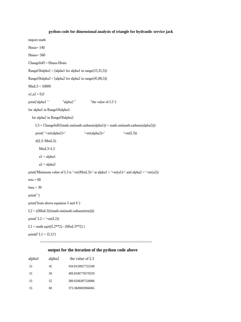 Python Dimensional Analysis for Jacks | PDF