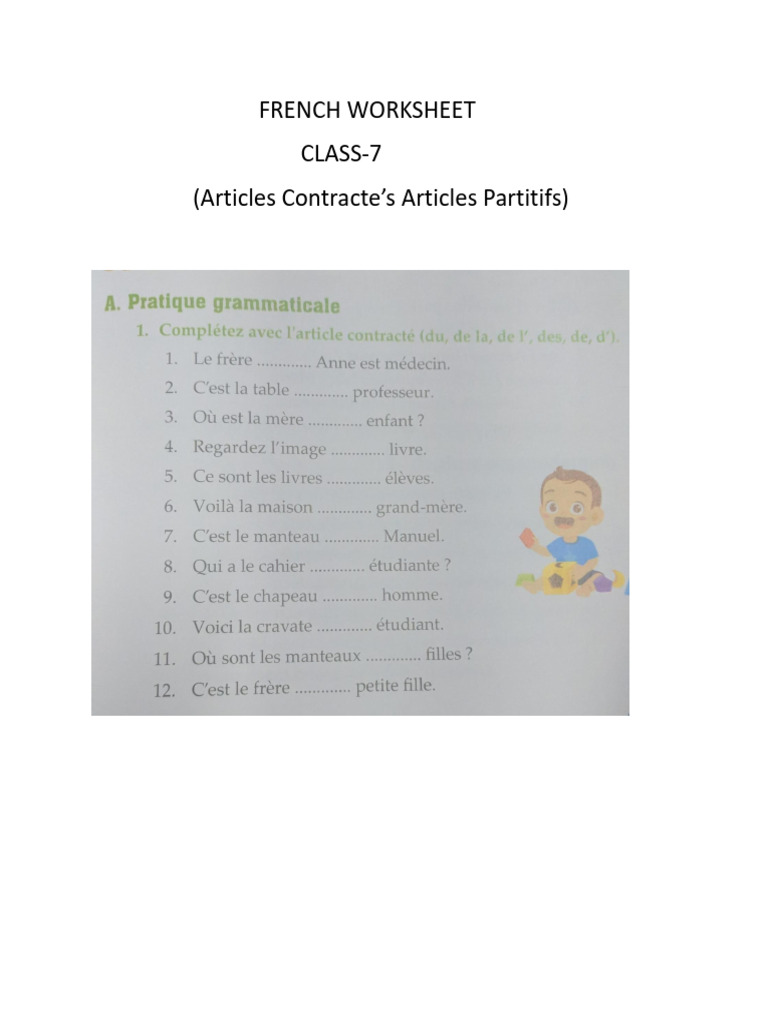 Articles Contracte's Articles Partitifs - Class 7 - Ic1156017 | PDF