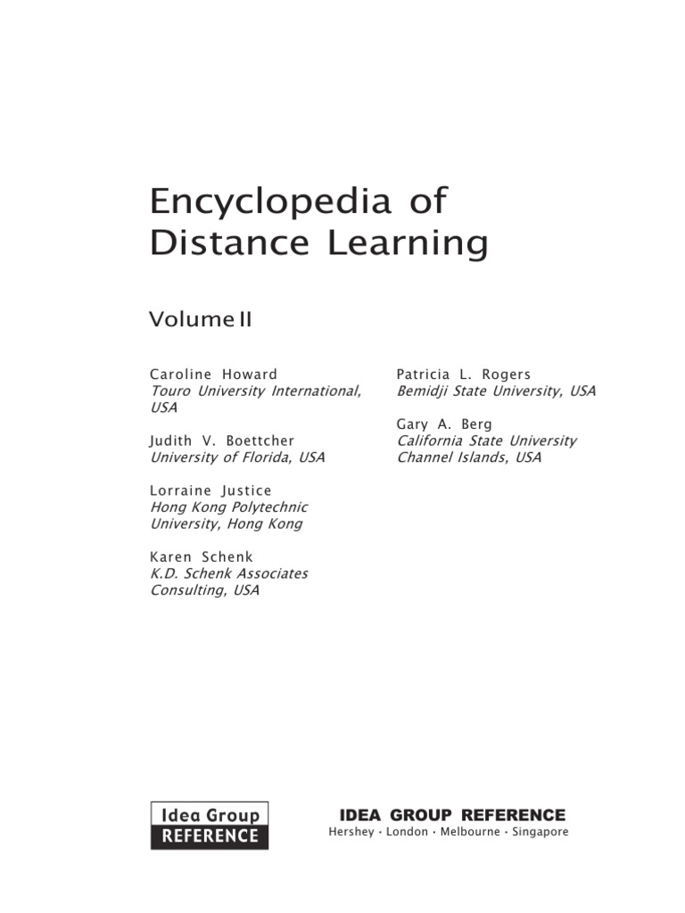 Encyclopedia of Distance Learning | PDF | Educational Technology | Learning