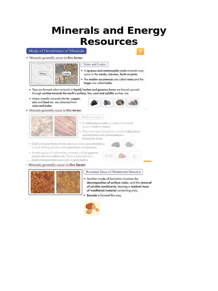 Minerals and Energy Resources | PDF